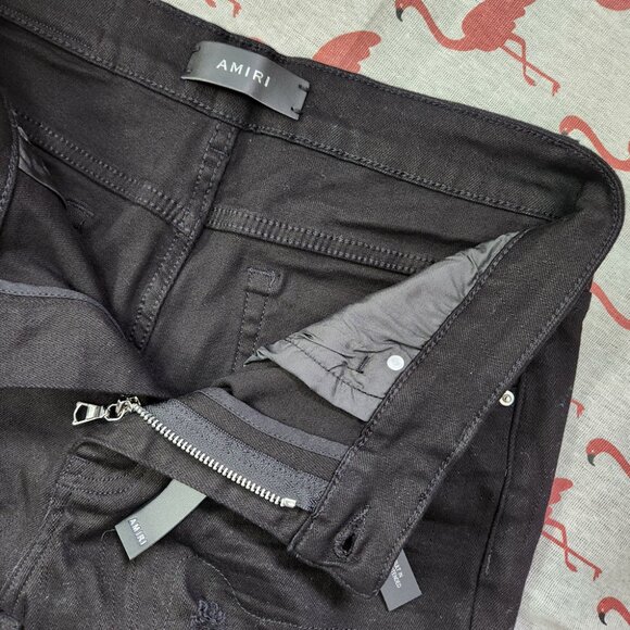 AMIRI | Pants | Amiri Silver Patchwork Letter Logo Slim Fit Ripped ...